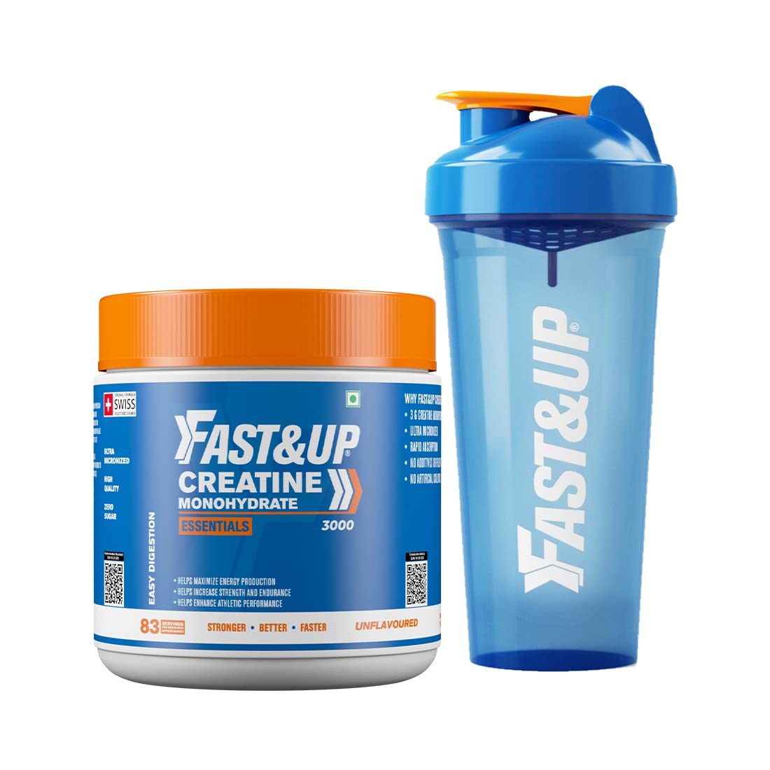 Fast&Up Creatine Monohydrate WITH FREE SHAKER (Pack of 250 gms Powder ...