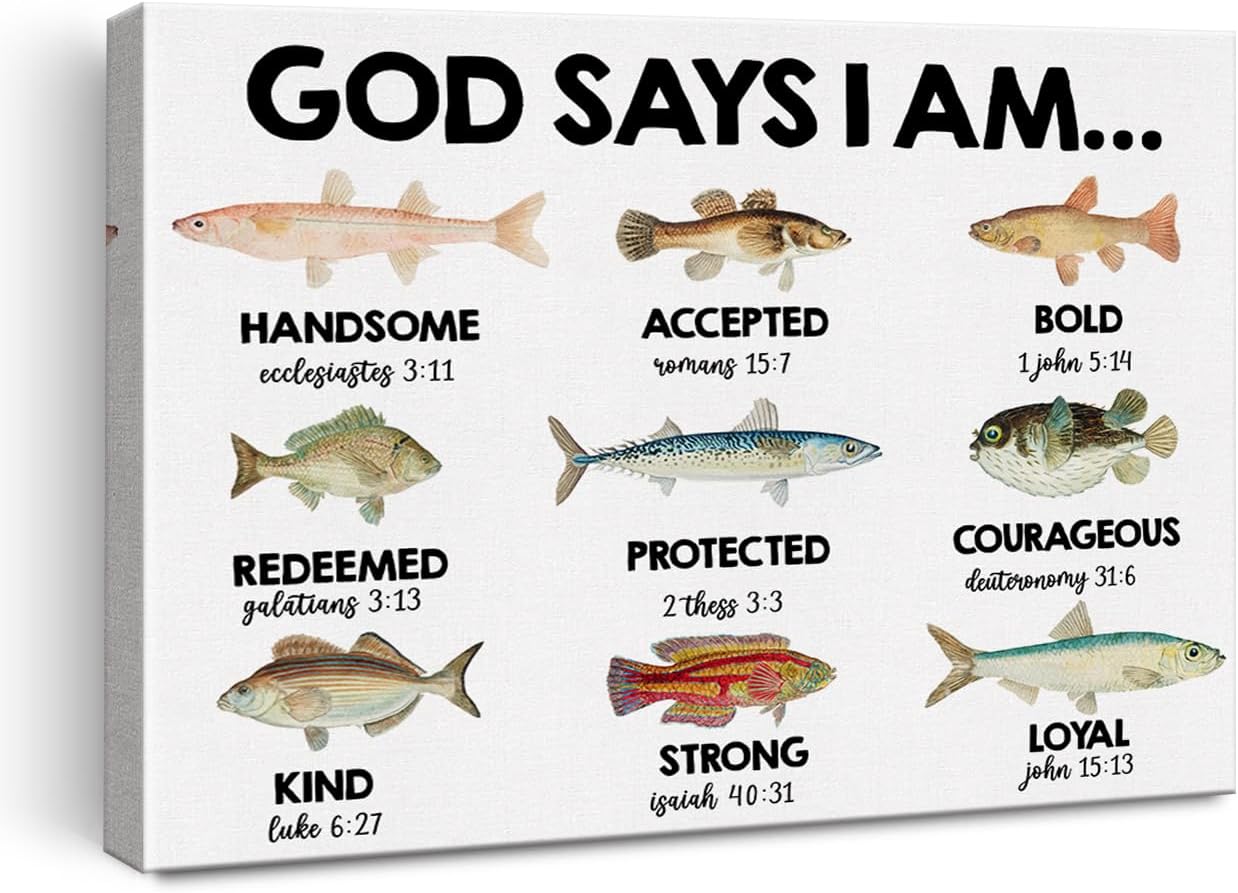 Amazon.com: Inspirational Motivational God Says I Am Fishing Poster Canvas Wall Art for Home ...