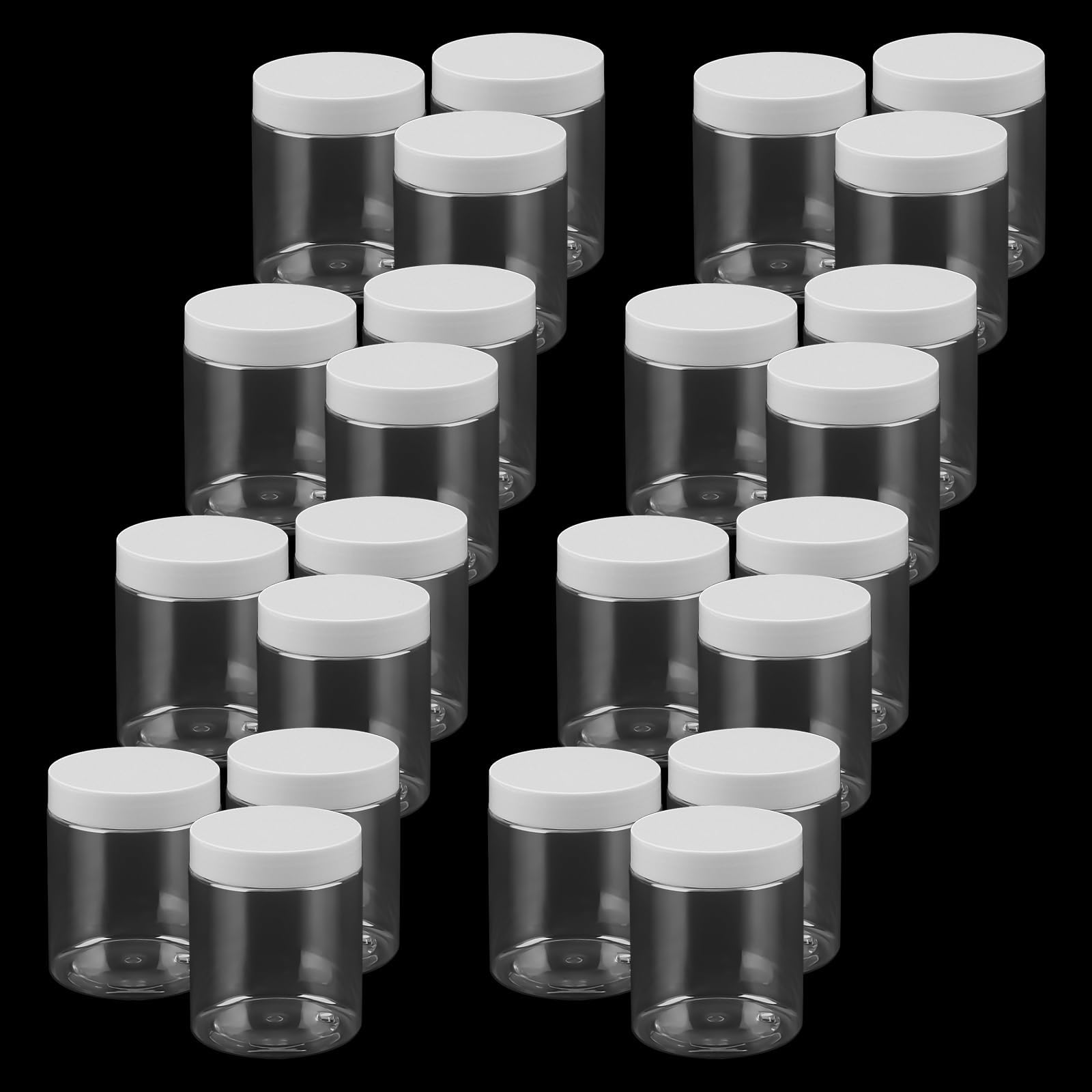 Amazon.com: SOUJAP 24 Pack 8oz Plastic Jars with White Lids Bulk, 250ml ...