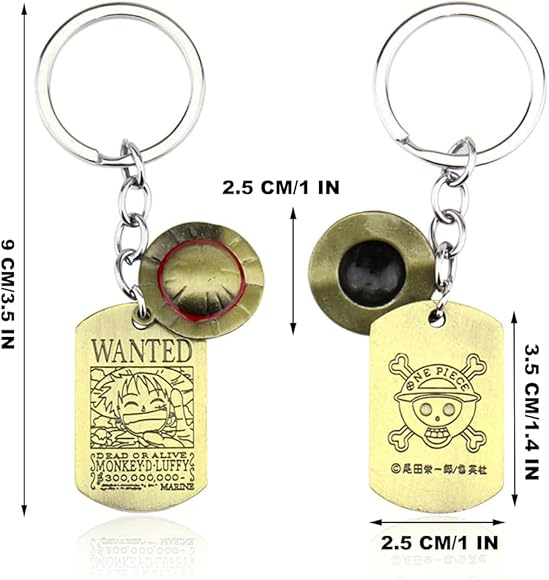 One Piece Wanted Logo Luffy Zoro Sanji Nami Alloy Keychain, 45% OFF