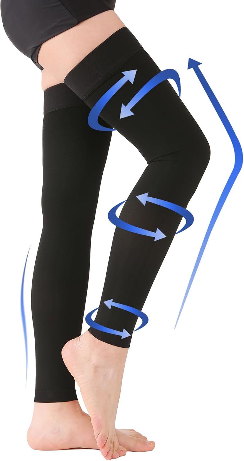 KEKING® Thigh High Compression Stockings Footless, Unisex, 15-20mmHg ...