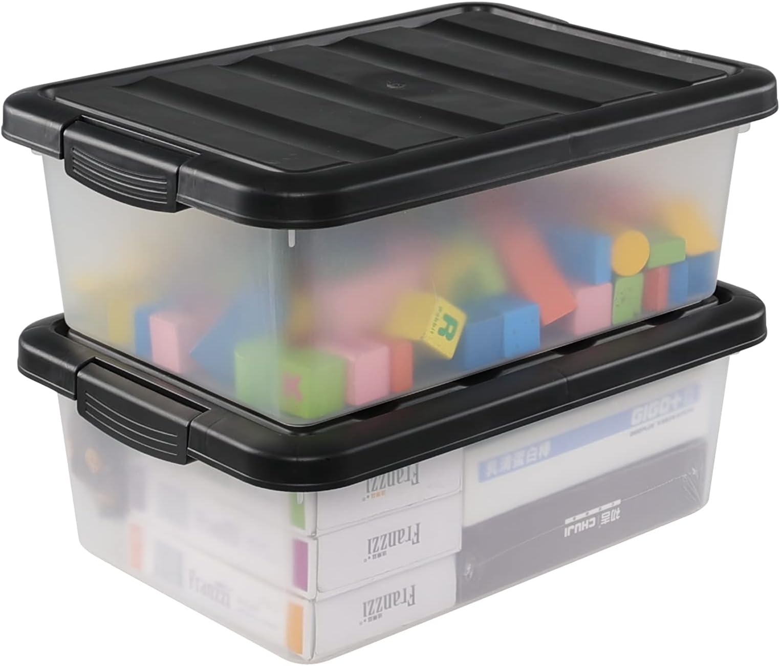 Amazon.com - Jandson 4 Pack 35 Quart Storage Box with Lid, Plastic Latching Container Bin, Clear