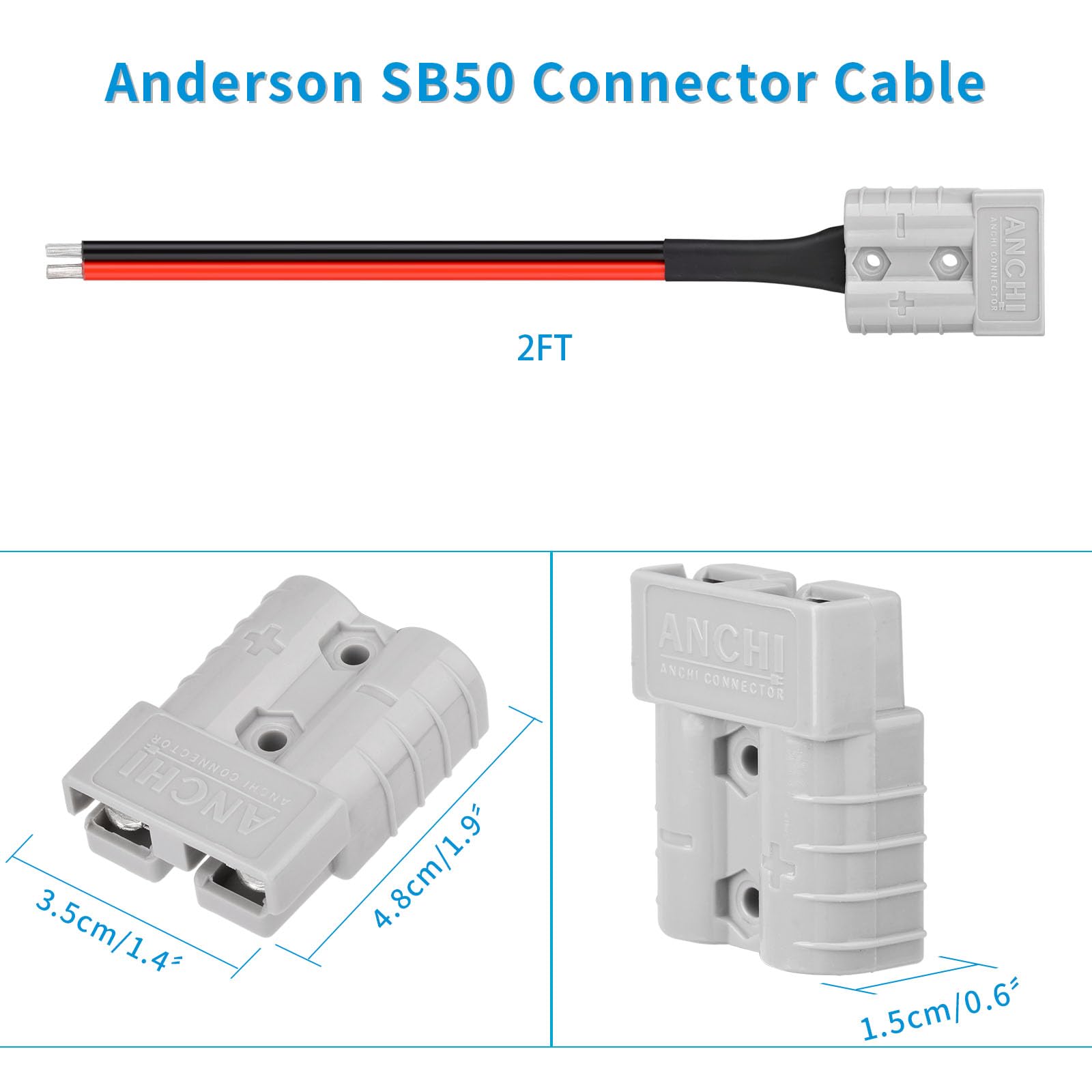 Snapklik.com : 10AWG 2FT Anderson Connector 50 Amp Cable,Anderson SB50 ...
