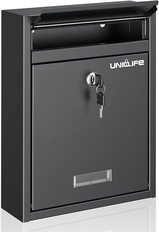 Uniclife Wall Mount Mailbox for Outside, Locking Mail Box, Large ...