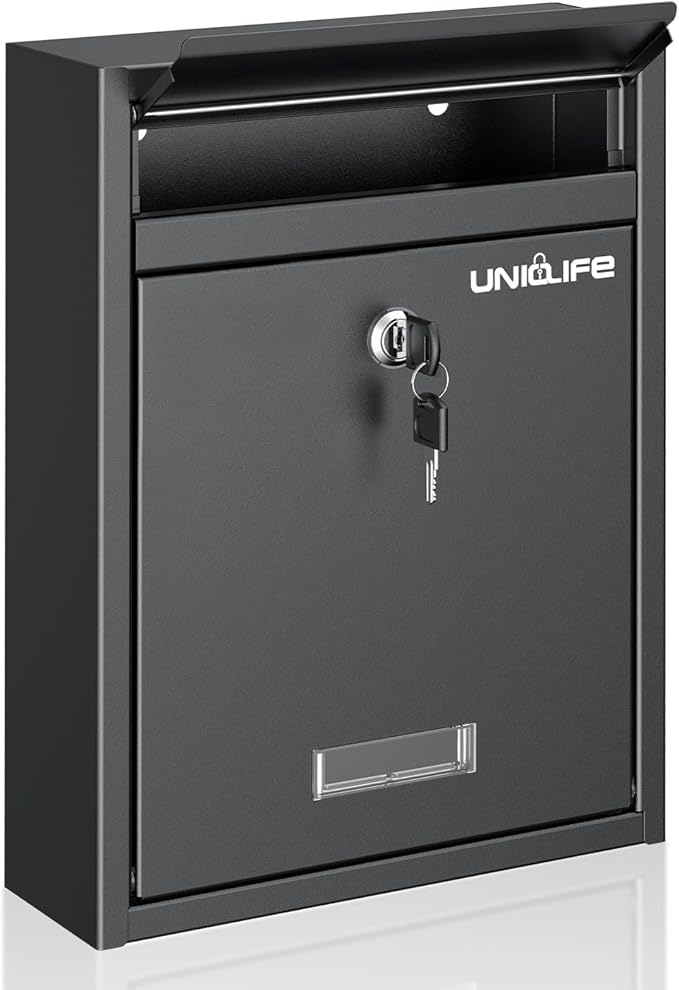 Uniclife Wall Mount Mailbox for Outside, Locking Mail Box, Large ...