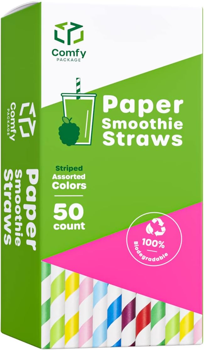 Amazon.com: 100 Pack, Extra Wide Paper Smoothie, Boba Straws - 10 mm ...