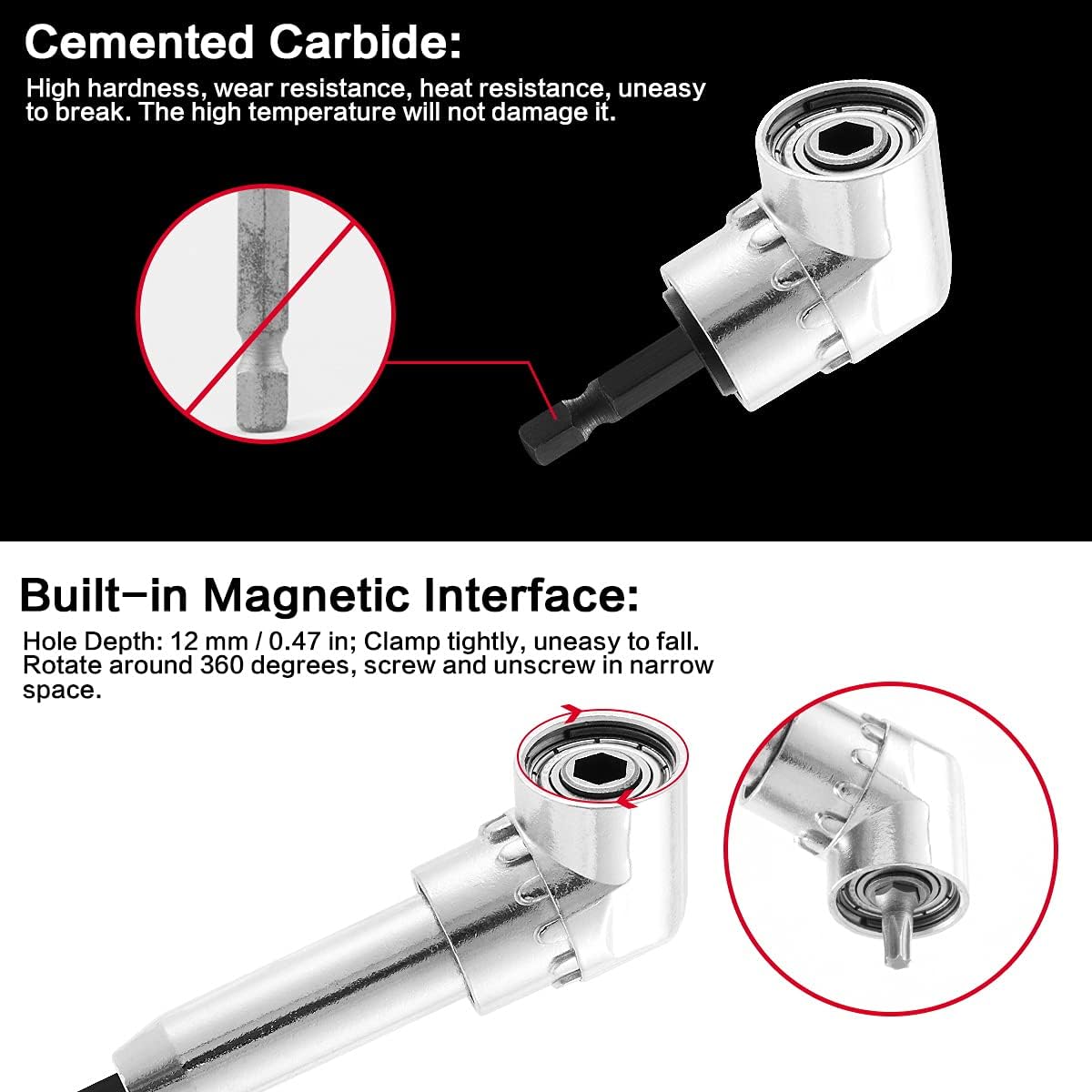 Pack of 3 Right Angle Attachment 1/4 Inch Right Angle Drill Driver ...
