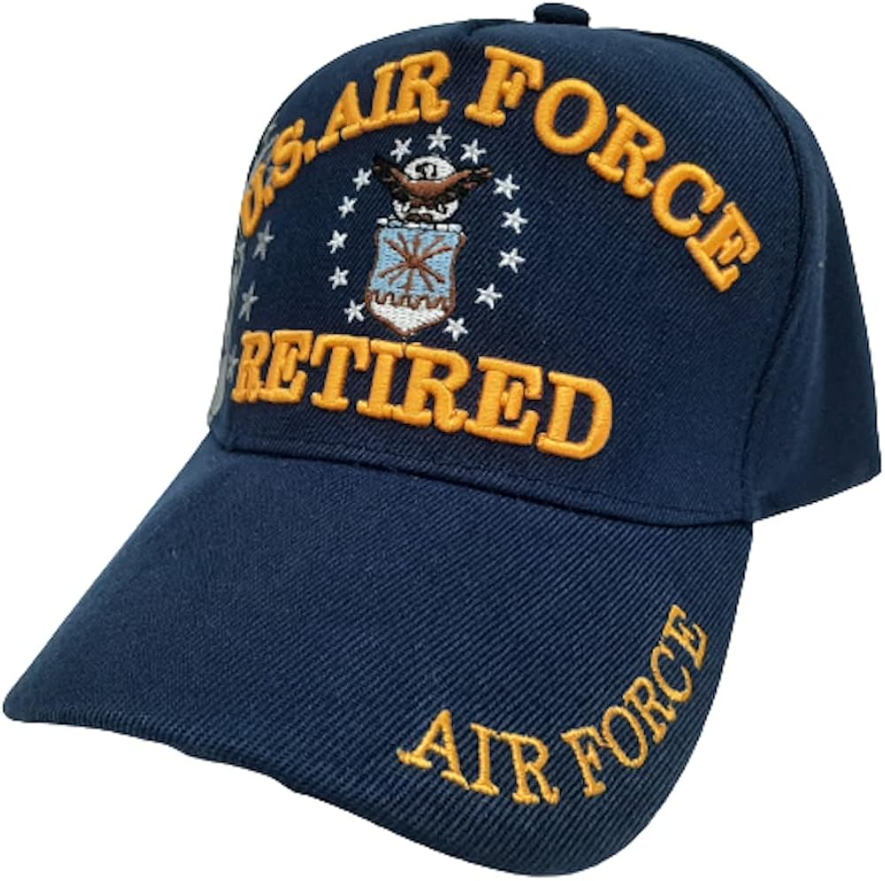 U.S. Air Force Retired Baseball Cap Navy Blue Embroidered at Amazon Men ...