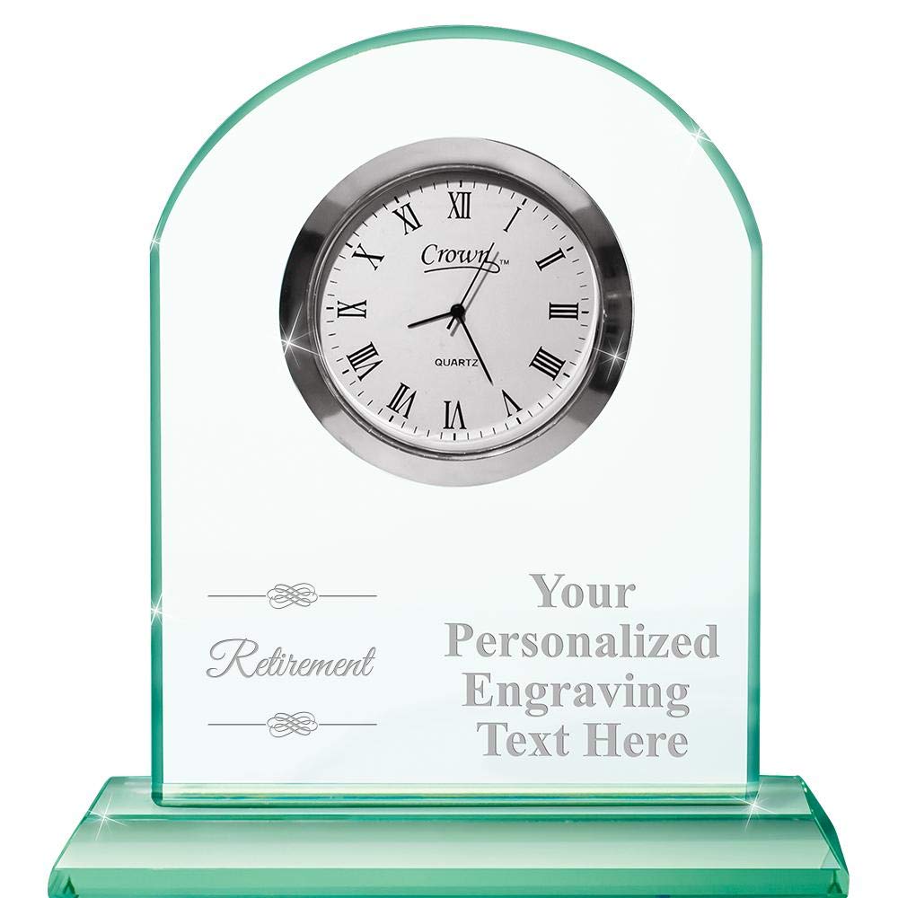 Amazon.com: Crown Awards Retirement Emerald Crystal Clock with ...