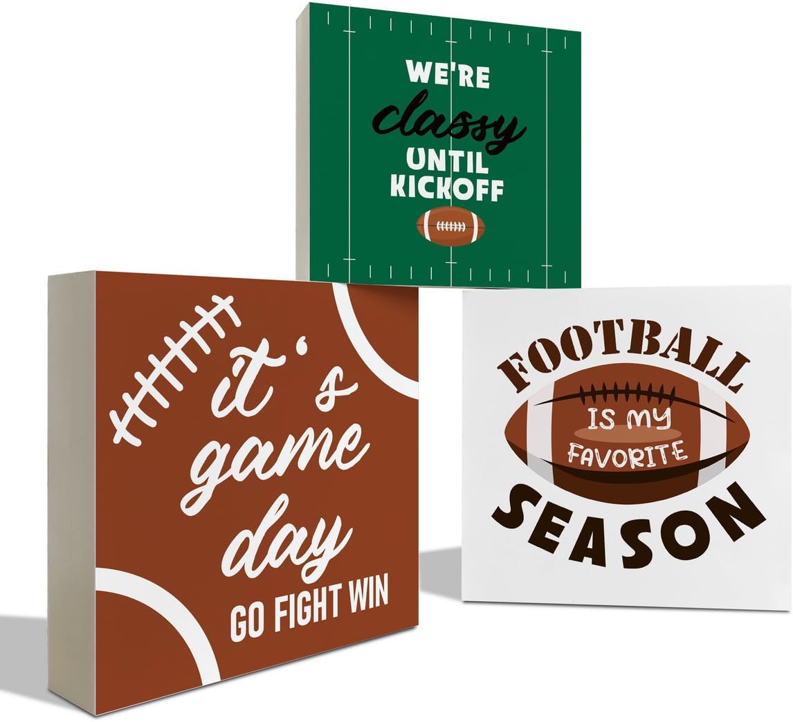 Amazon.com: Farmhouse Wood Decor, Football Season Decor, Tiered Tray ...