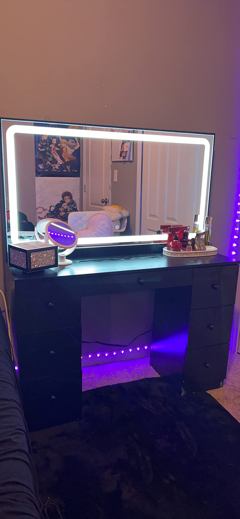 $32/mo - Finance IRONCK Vanity Desk Set with LED Lighted Mirror & Power ...