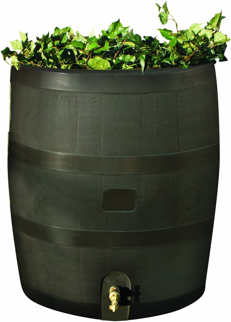 Amazon.com : RTS Home Accents Round 35-Gallon Rain Barrel with Brass ...