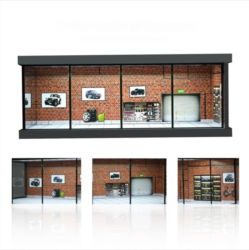 Fonowx 1/18 Garage Display Case LED Parking Lots Vehicle Garage ...