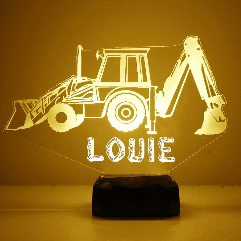 Mirror Magic Store Construction Digger Personalized LED Sign/Lamp with ...