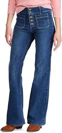 Chaps Women's Button-Fly Bootcut Jeans (Cadet Blue Wash, 14) at Amazon ...