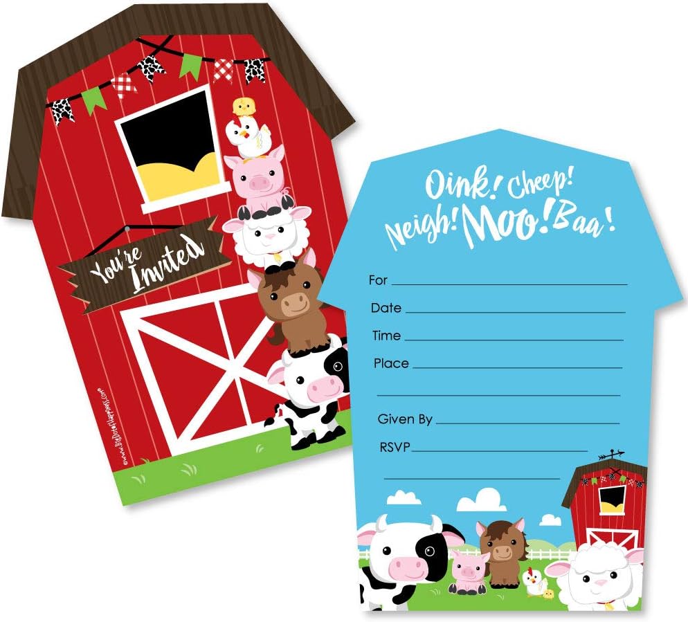 Amazon.com : Your Main Event Prints Farm Birthday Invitation, Girl ...