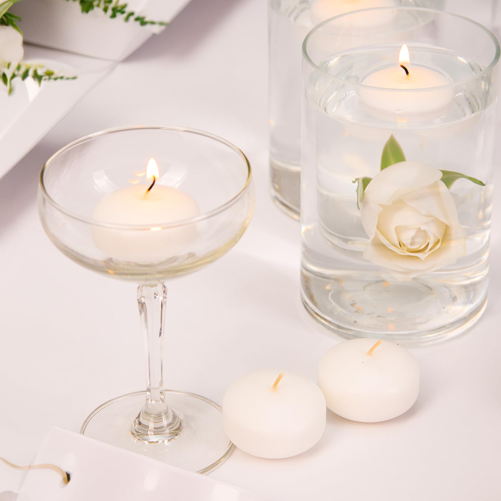 Ashlux Floating Candles 5-6 Hours Long Burning, 2 inch Unscented White ...