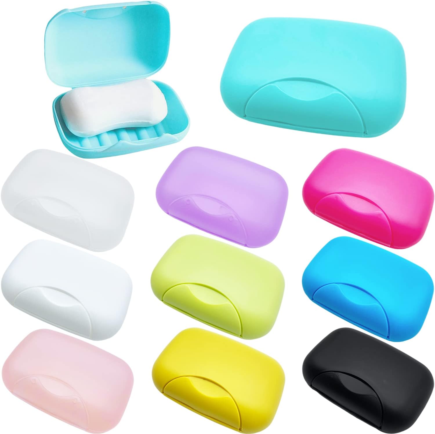 Amazon.com: 10 PCS Soap Box Holder,Plastic Travel Soap Dish,Portable ...