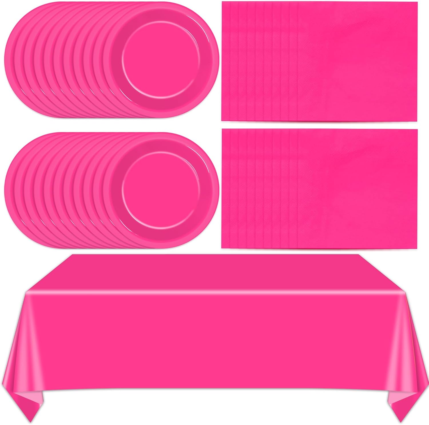 Amazon.com: Party Pink Essentials - Pink Plates, Napkins, Table Cover ...