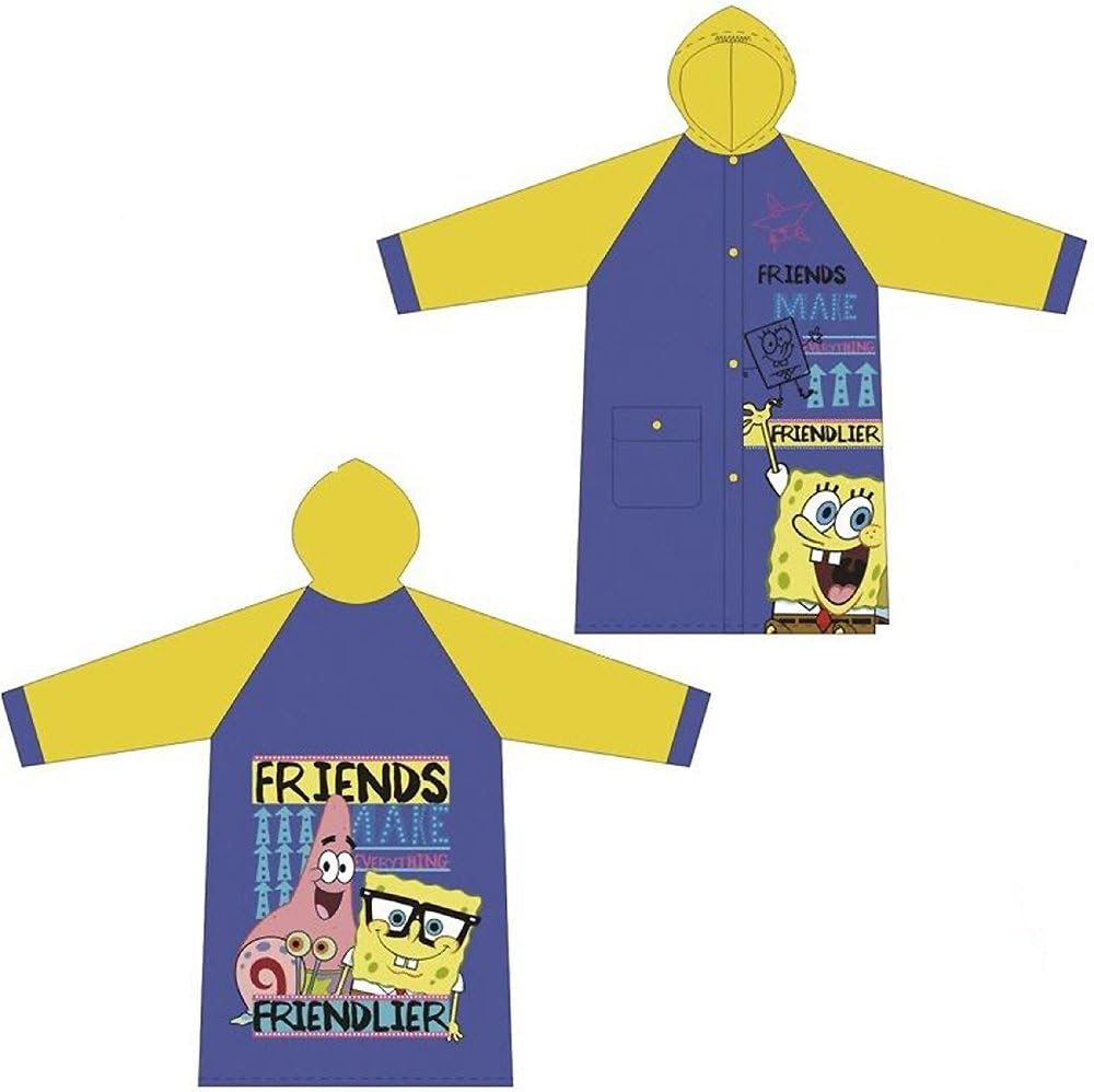 Spongebob School Children Cartoon Waterproof Hooded Rain Coat Jacket ...