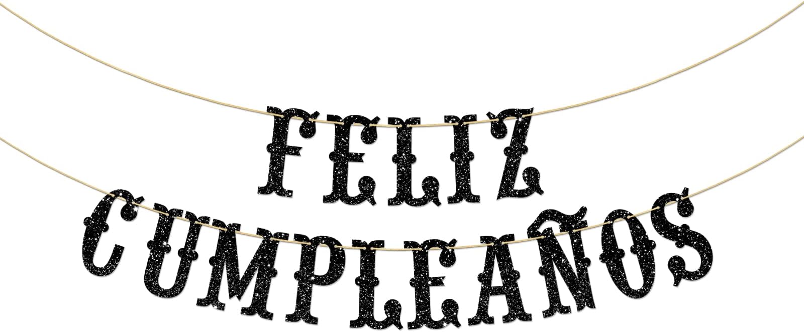 Amazon.com: Dalaber Black Glitter Feliz Cumpleaños Banner - Spanish ...