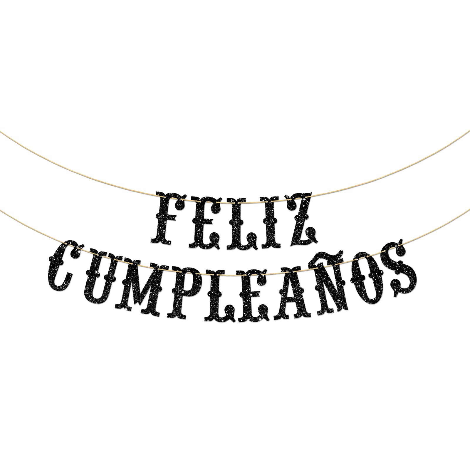Amazon.com: Dalaber Black Glitter Feliz Cumpleaños Banner - Spanish ...