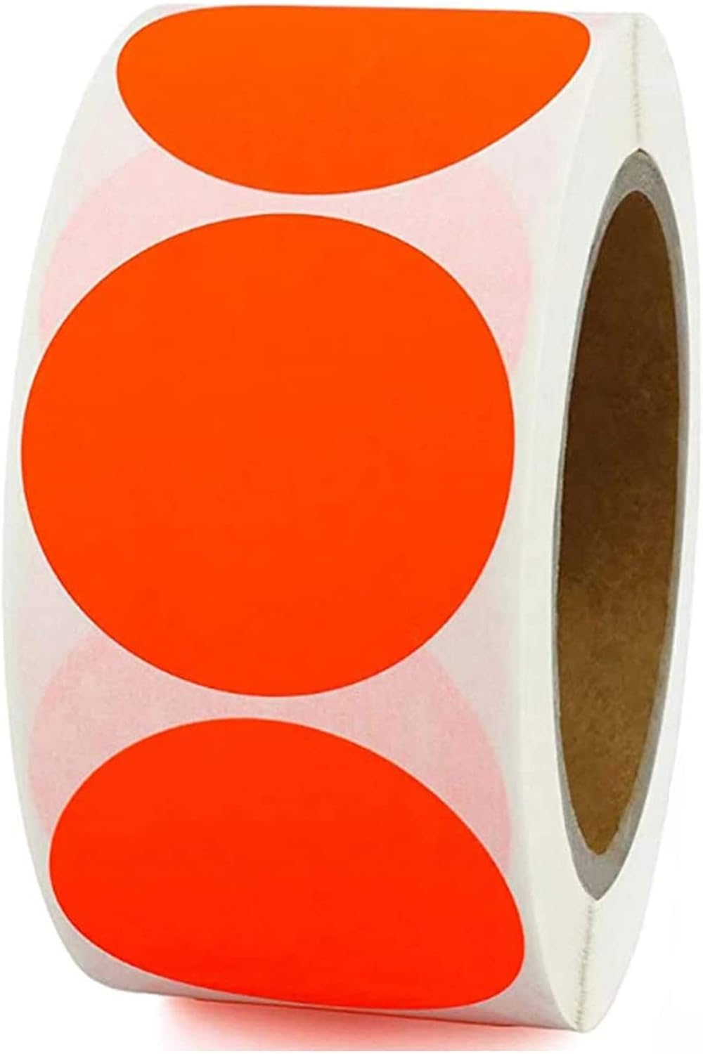 Amazon.com : SMARSTICKER 2" Round Fluorescent Red Orange Removable ...
