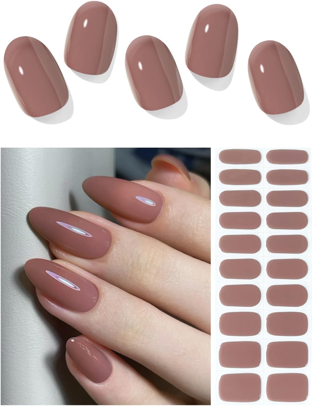 Amazon.com: AutyaMee Semi Cured Gel Nail Strips (Peat Red Brown)-20 PCS ...