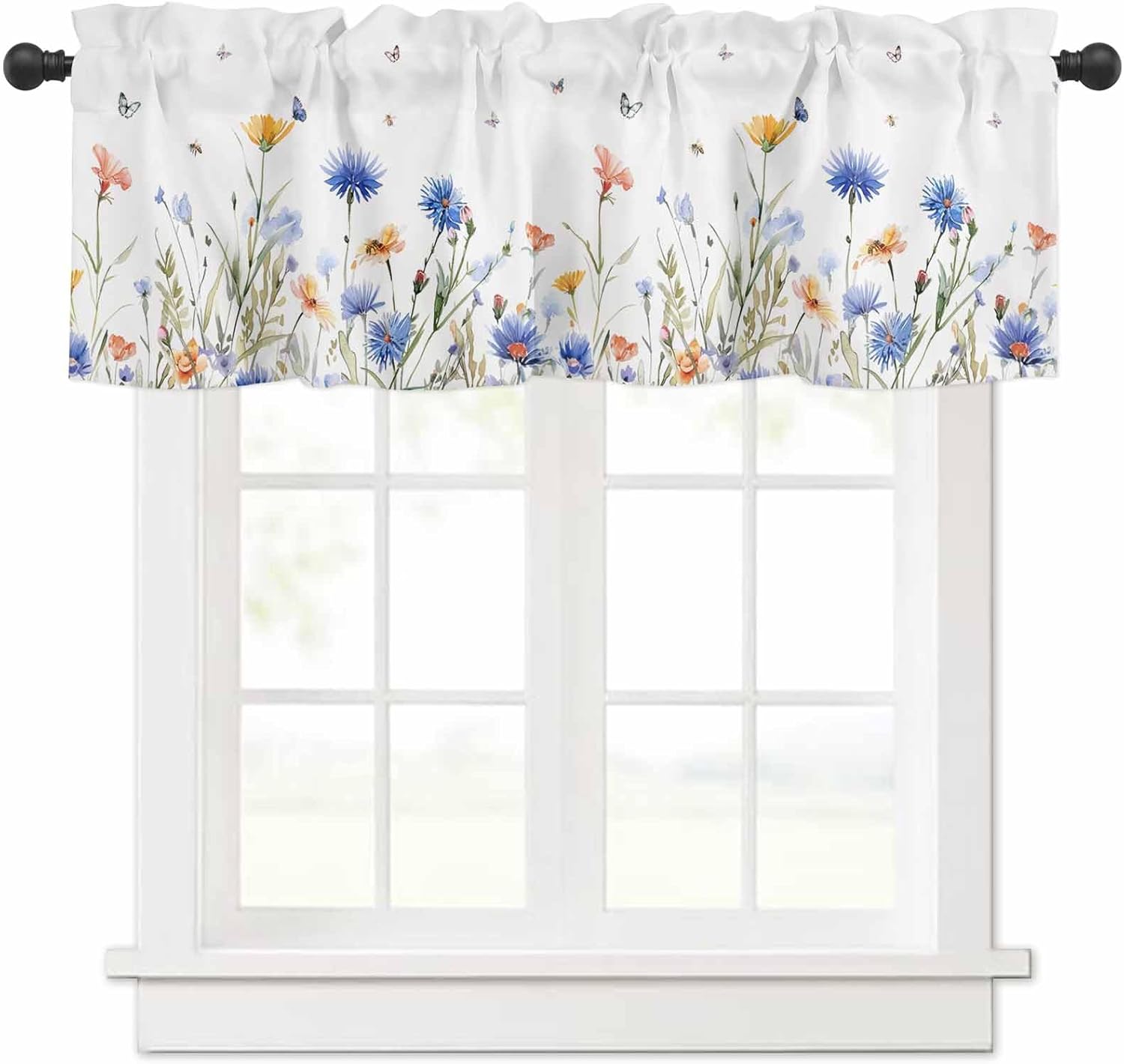 Amazon.com: AYTTBIS Spring Wildflowers Curtain Valance for Windows ...