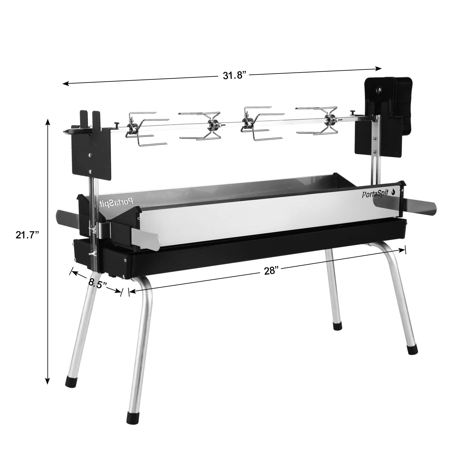 BBQ Creations B-007 PortaSpit Portable Spit Rotisserie/BBQ Charcoal ...