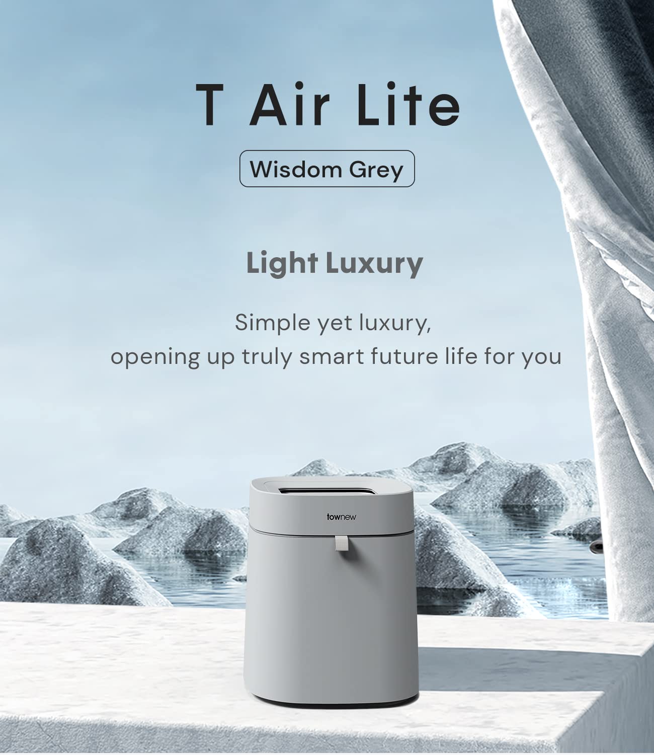 TOWNEW T Air Lite Smart Trash Can,4.4 Gallon Garbage Bin with Self ...
