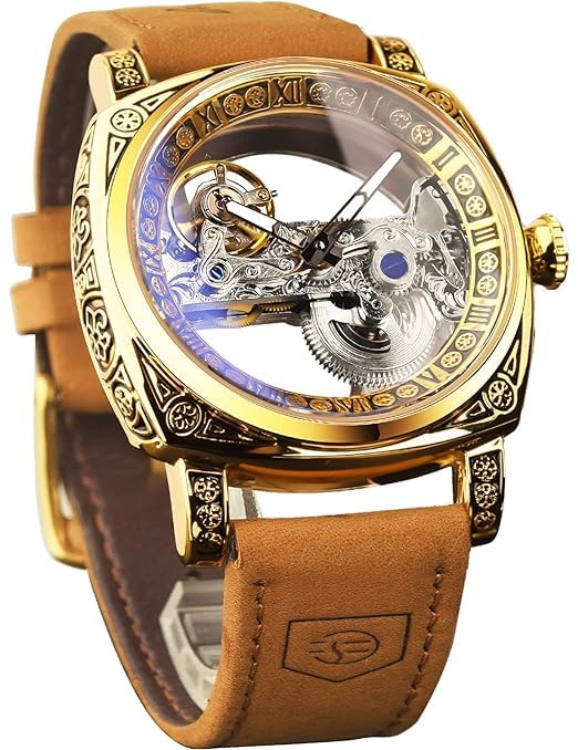 Buy PIENO FORSINIING Men's Luxury Square Carving Mechanical Watch ...