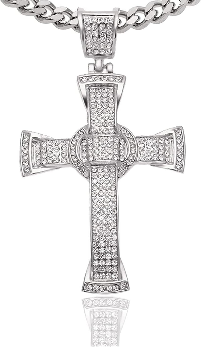 Amazon.com: Nsitbbuery Hip Hop DJ Rapper Cross Pendant Iced Out ...