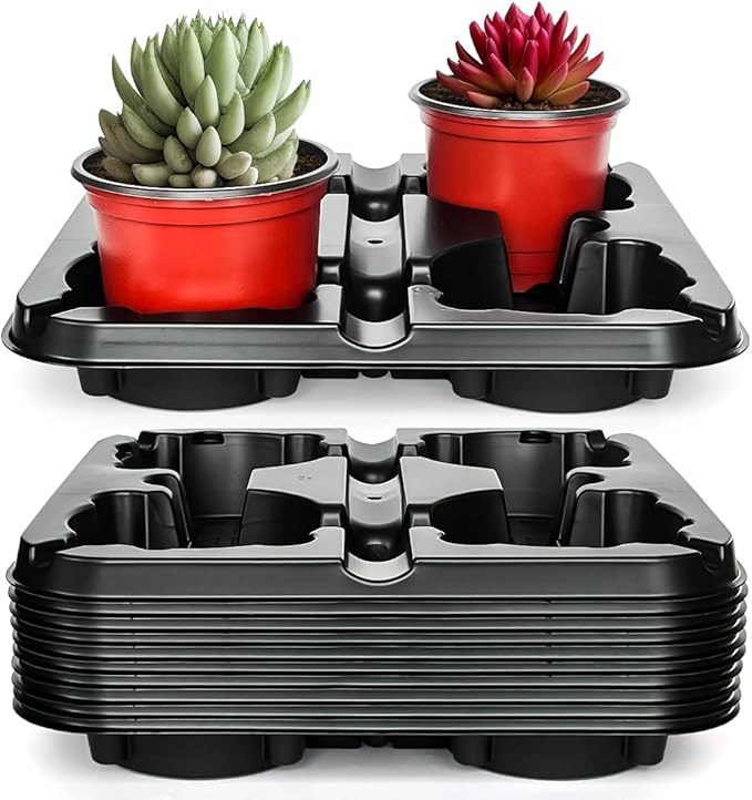 Amazon.com: 4 Cell Round Nursery Pot Tray for 5 Inch Pots, Thickened ...