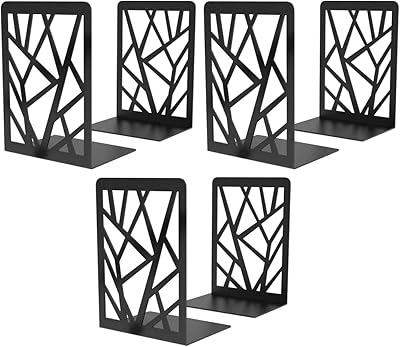 Amazon.com: VONDERSO Metal Bookends Black, 2 Pairs Decorative Metal ...