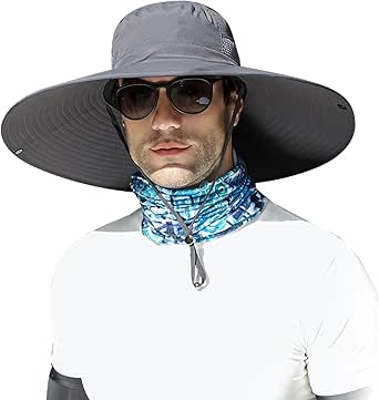Amazon.com: ALANGDUO XXL Big Head & Super Wide Brim Sun Hats for Men ...
