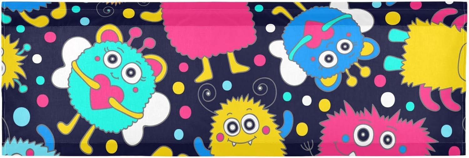 Amazon.com: senya Fun Monsters Valance for Windows Kitchen Valance ...
