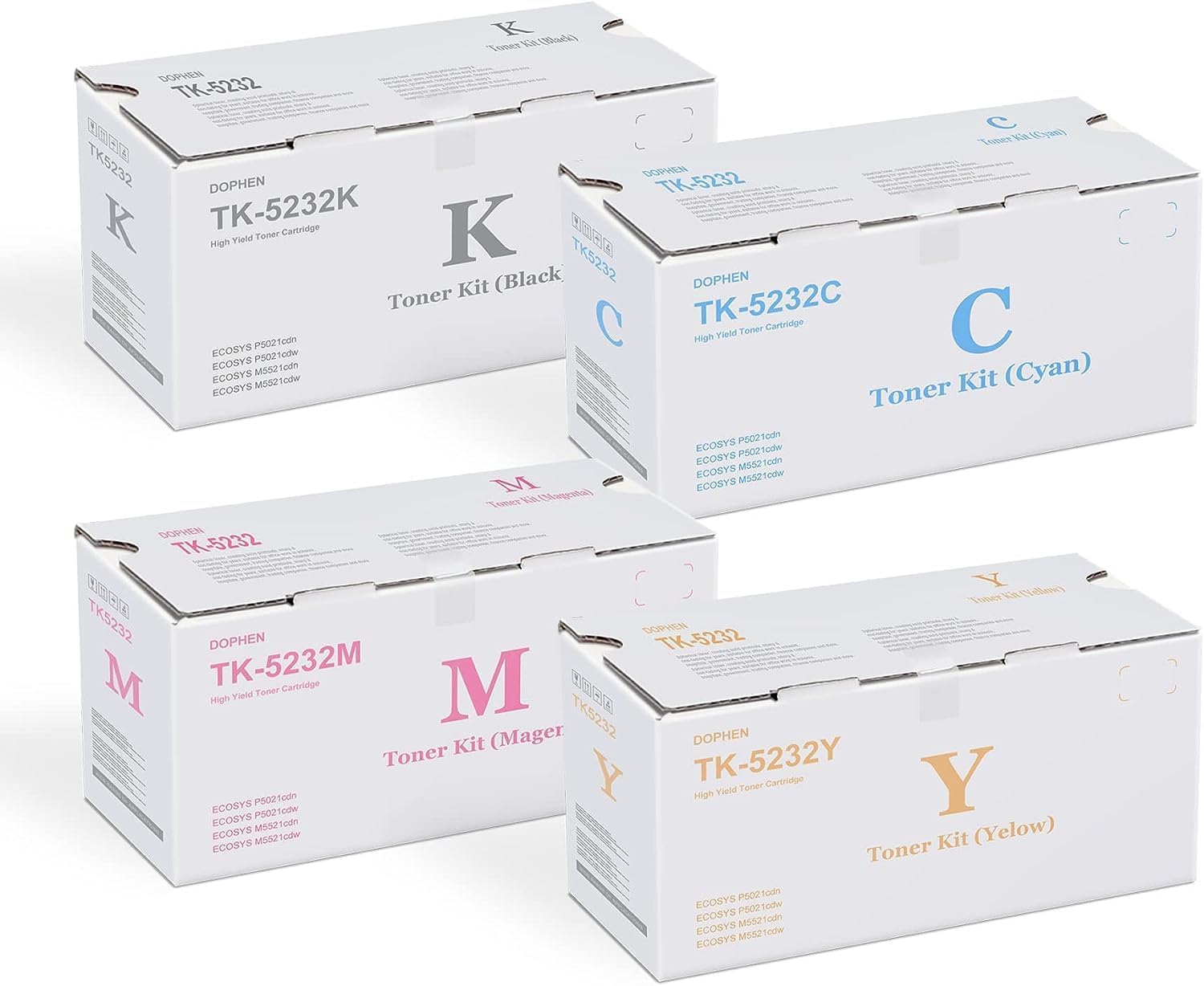 Amazon.com: LOVPAIN TK5232 TK-5232 4-Color Toner Cartridge Set (4 Pack ...