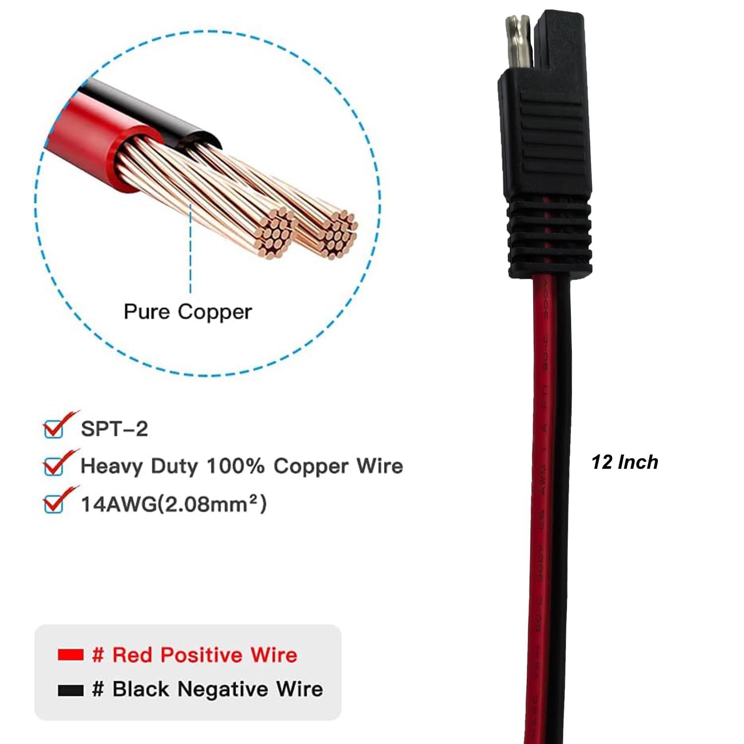 Snapklik.com : GSRECY SAE Connector Extension Cable 2Pin To SAE Quick ...