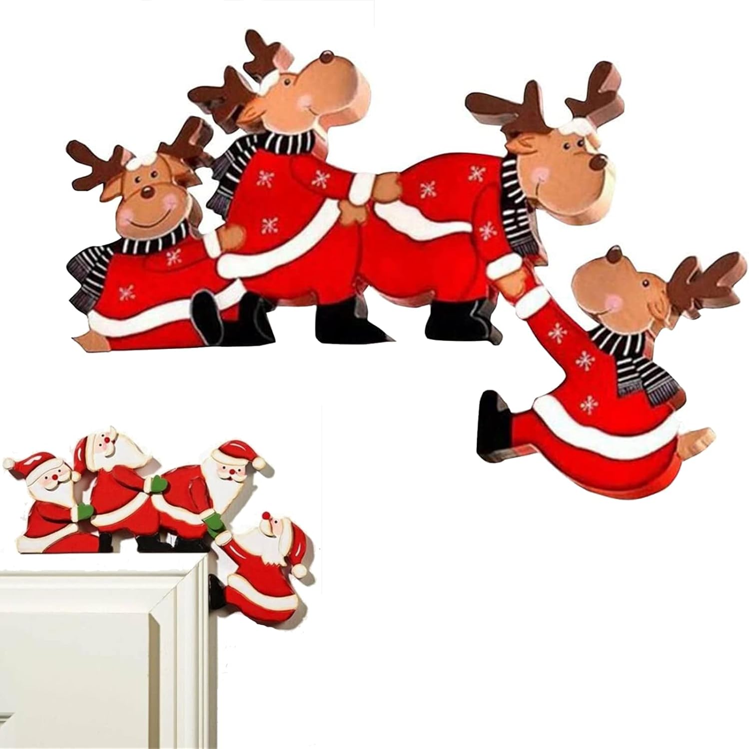 Amazon.com: Christmas Door Frame Decoration, Reindeer/Santa/Angel Door ...