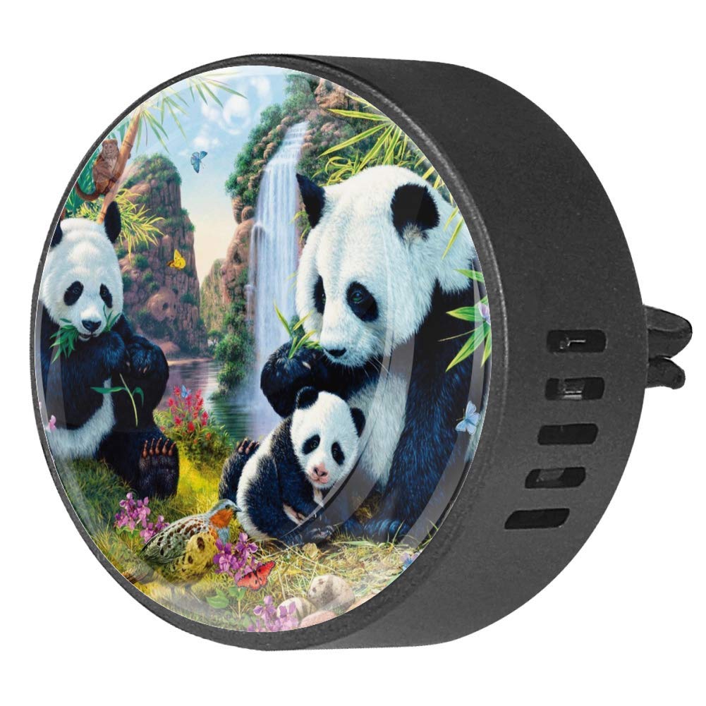 Amazon.com : Waterfall Landscape Cute Pandas Family 2 PCS Car Essential ...