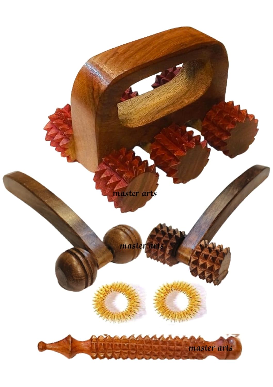 Master arts shisham Wood back/neck/face/head/Hand/legs Massager Roller ...