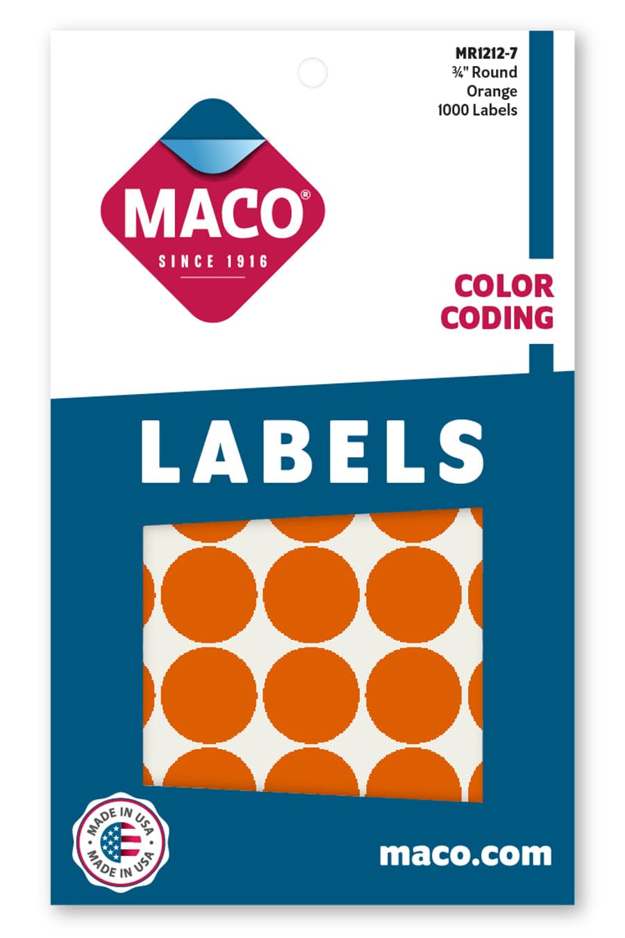 Amazon.com : MACO Orange Round Color Coding Labels, 3/4 Inches in ...