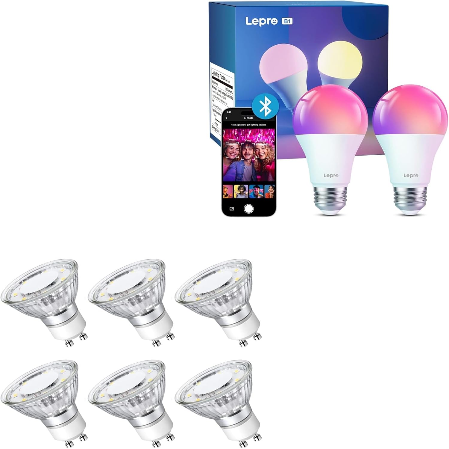 Lepro Bundle - B1 Smart Light Bulbs Dimmable Bluetooth RGBWW Color ...