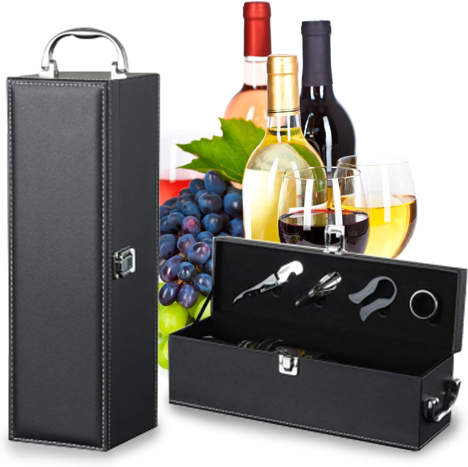 Amazon.com: Bottle Wine Carrier,Leather Wine Gift Boxes ,for Wedding ...