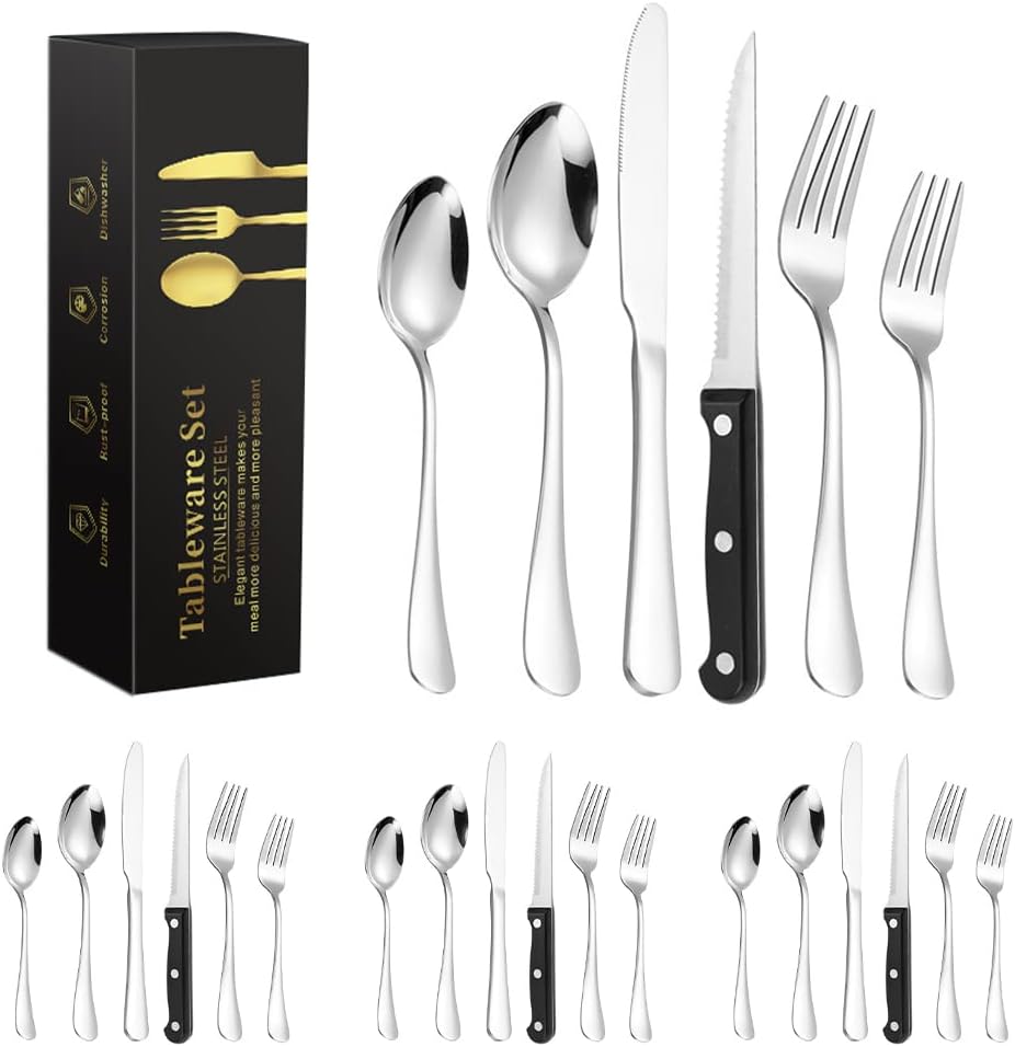 Juego de Cubiertos - 24PCS Utensilios de Cubiertos Incluye Cuchillo ...