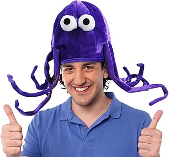 Amazon.com: Whimsical Purple Octopus Squid Plush Hat. Playful Costume ...
