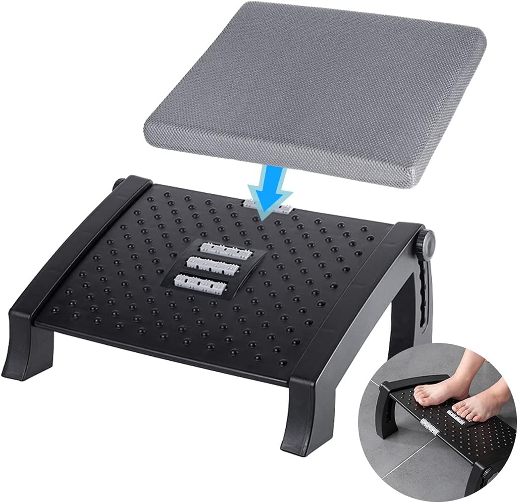 Amazon.com : Adjustable Height Foot Rest Under Desk at Work - 6 Height ...