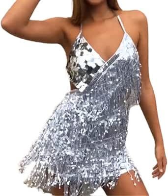 Amazon.com: Yovic Belly Dance Hip Skirt Tassel Scarf Sequin Skirt Wrap ...