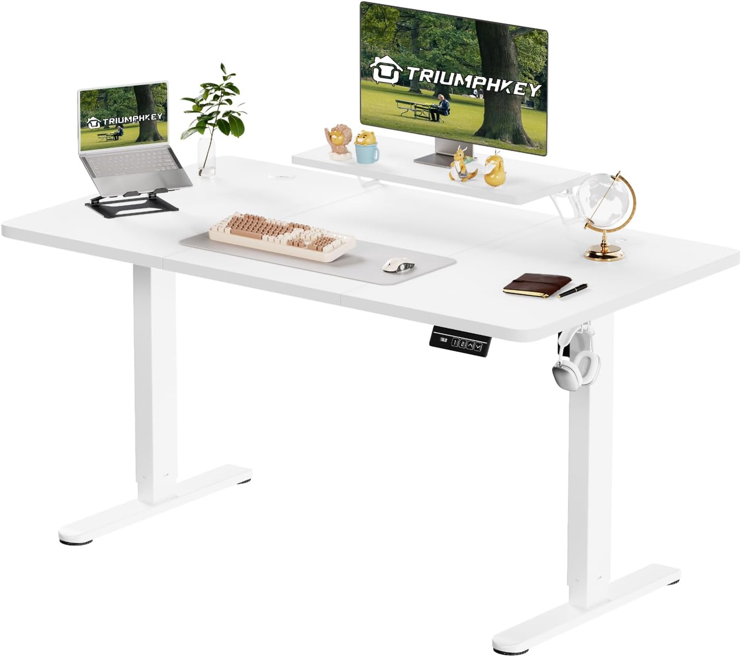 JUMMICO TRIUMPHKEY 160x70cm Scrivania Regolabile in Altezza,Ripiani per ...